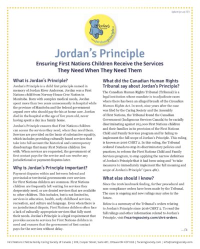 Jordan's Principle is a child first principle in memory of Jordan River ...