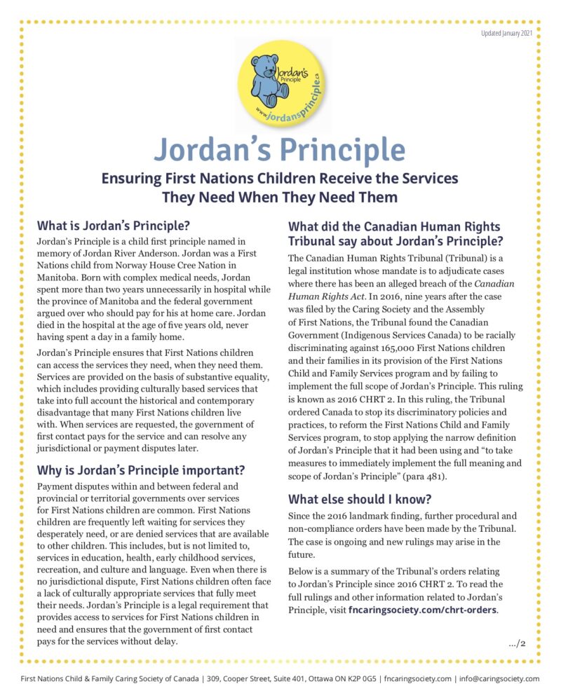 Jordan's Principle is a child first principle in memory of Jordan River ...
